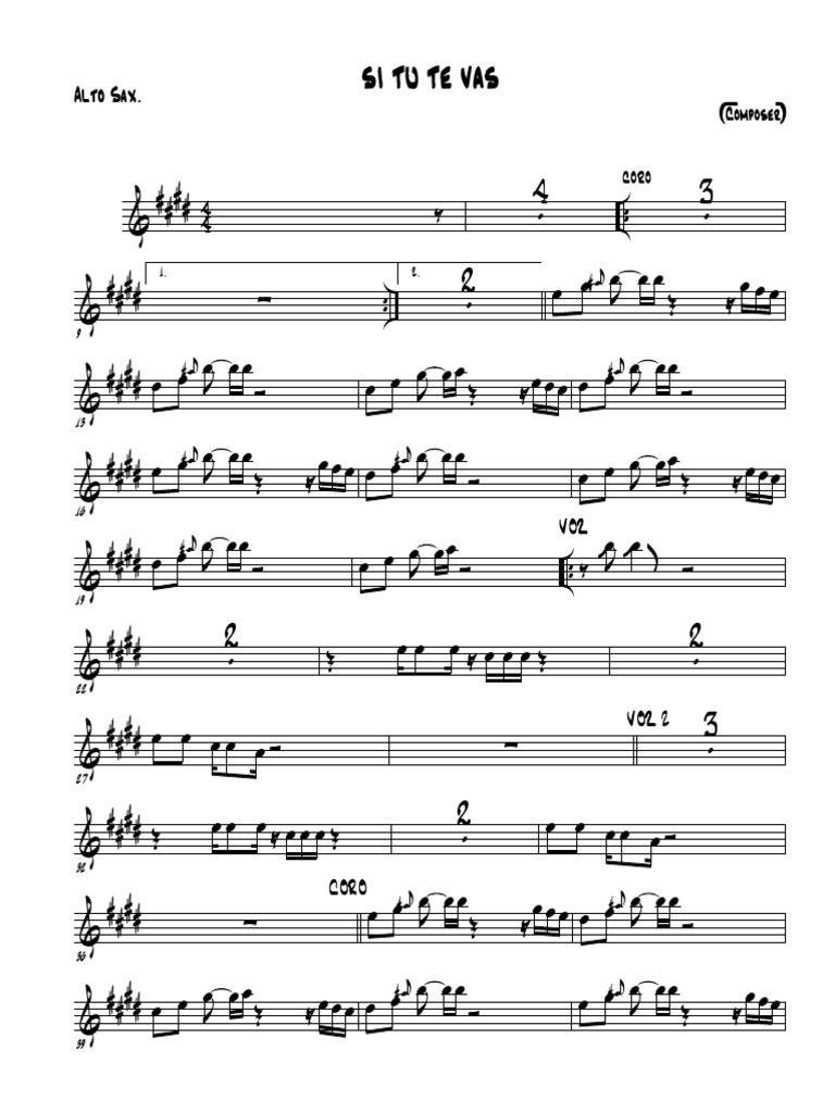 Si Tu Te Vas - Tenor Sax. - Alto Sax. | PDF
