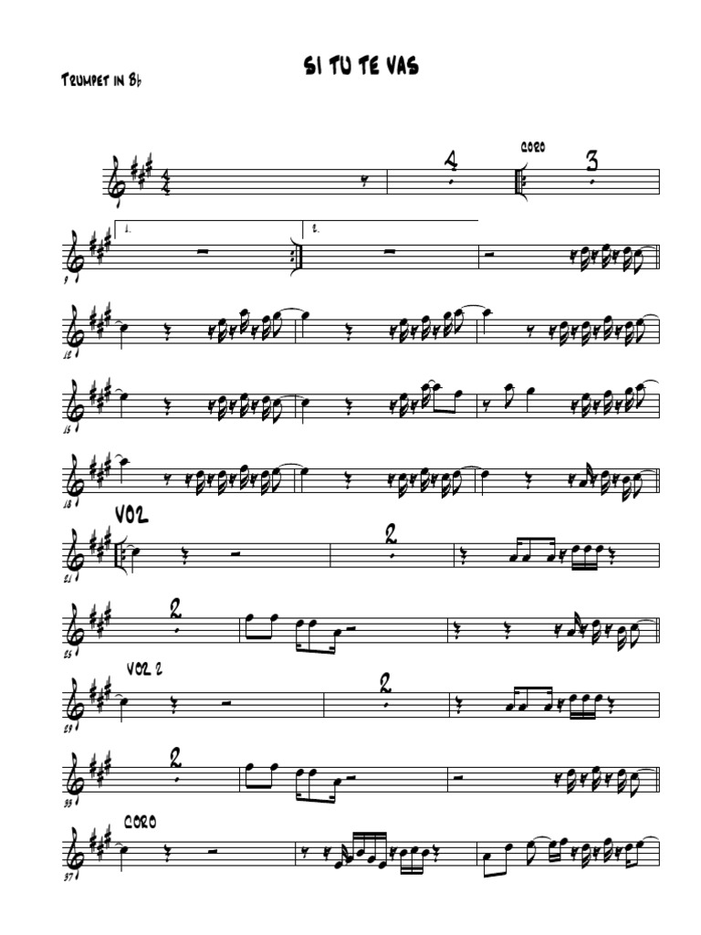 Si Tu Te Vas - Trumpet in BB - Trumpet in BB | PDF