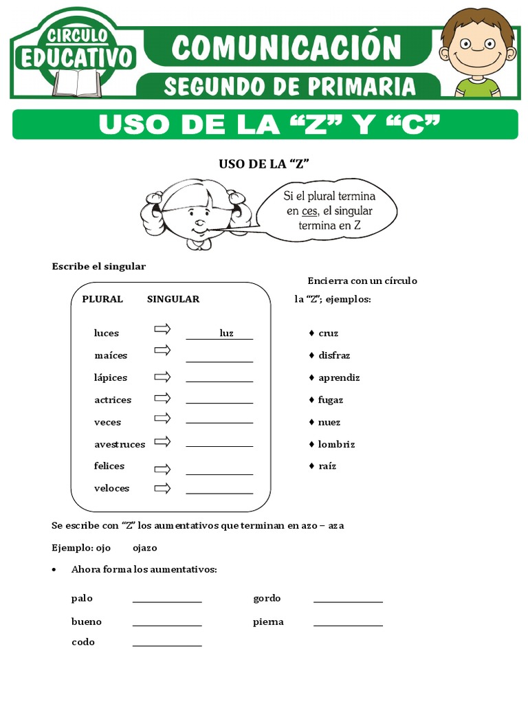 Uso de La Z y C para Segundo de Primaria | PDF