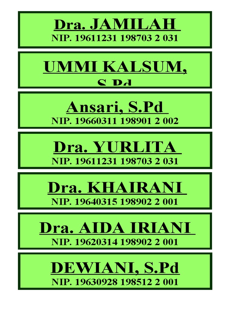 Plat Nama Meja Guru | PDF