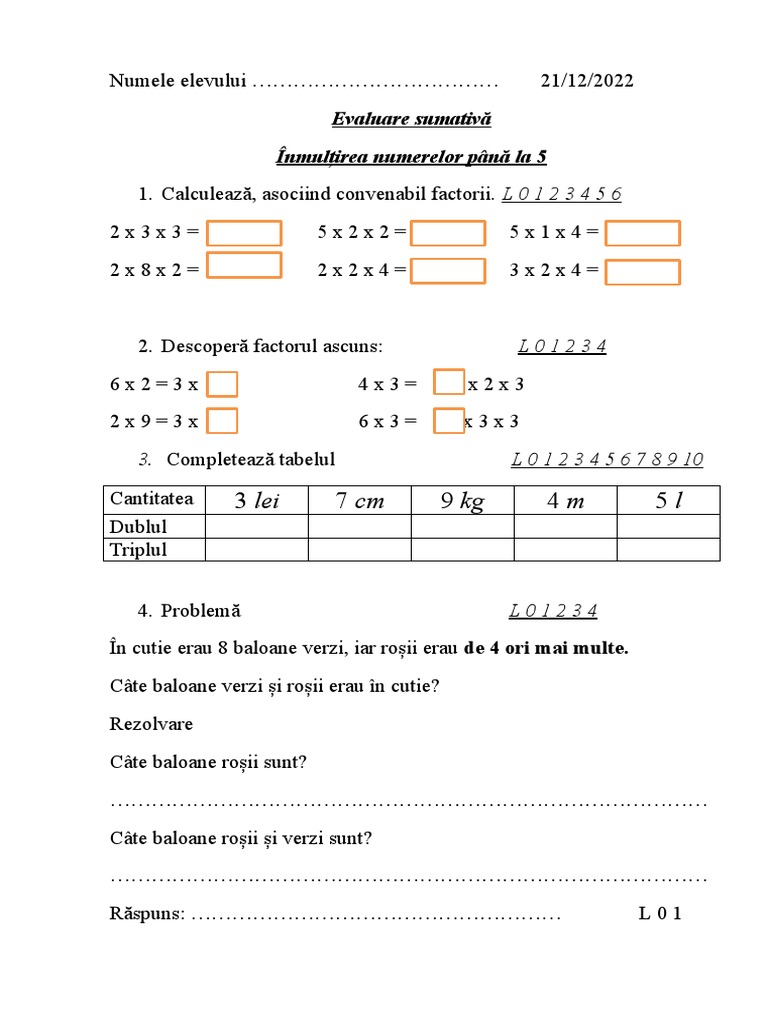 Ev Sum La Matem Inmultirea Cu 5 | PDF