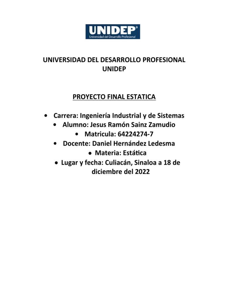 Proyecto Final Estatica | PDF