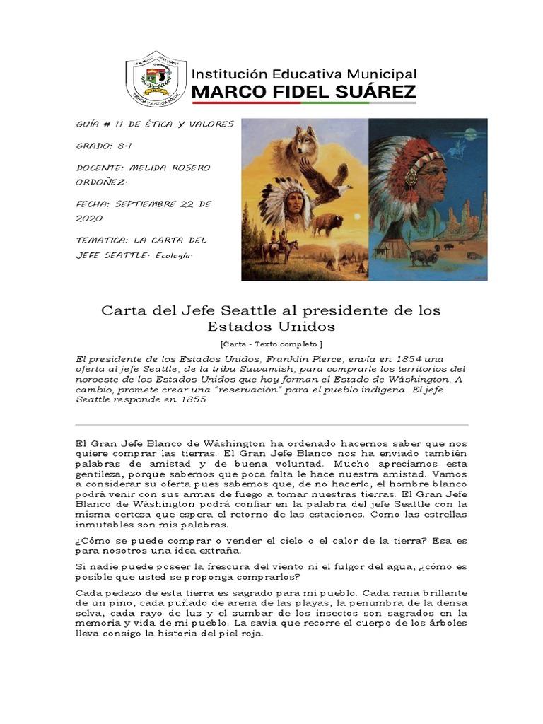 Carta Del Jefe Seattle Al Presidente de Los Estados Unidos | PDF