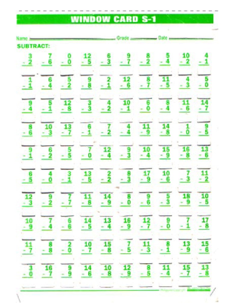 Window Cards Grade 1 | PDF