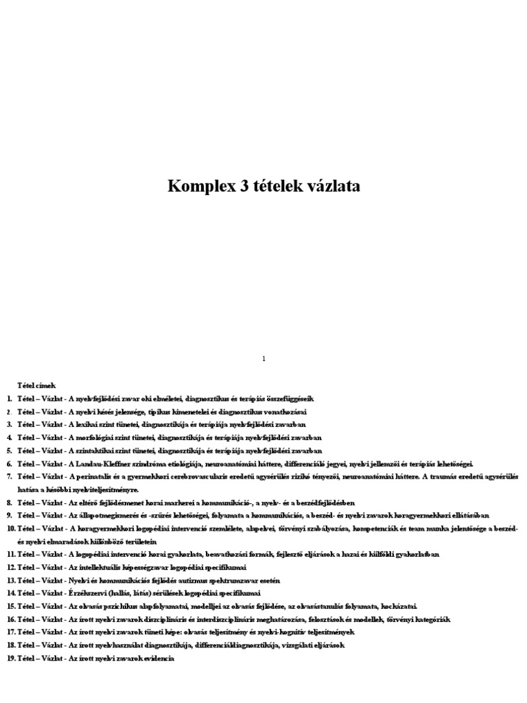 Komplex 3 Tételek Vázlatok | PDF