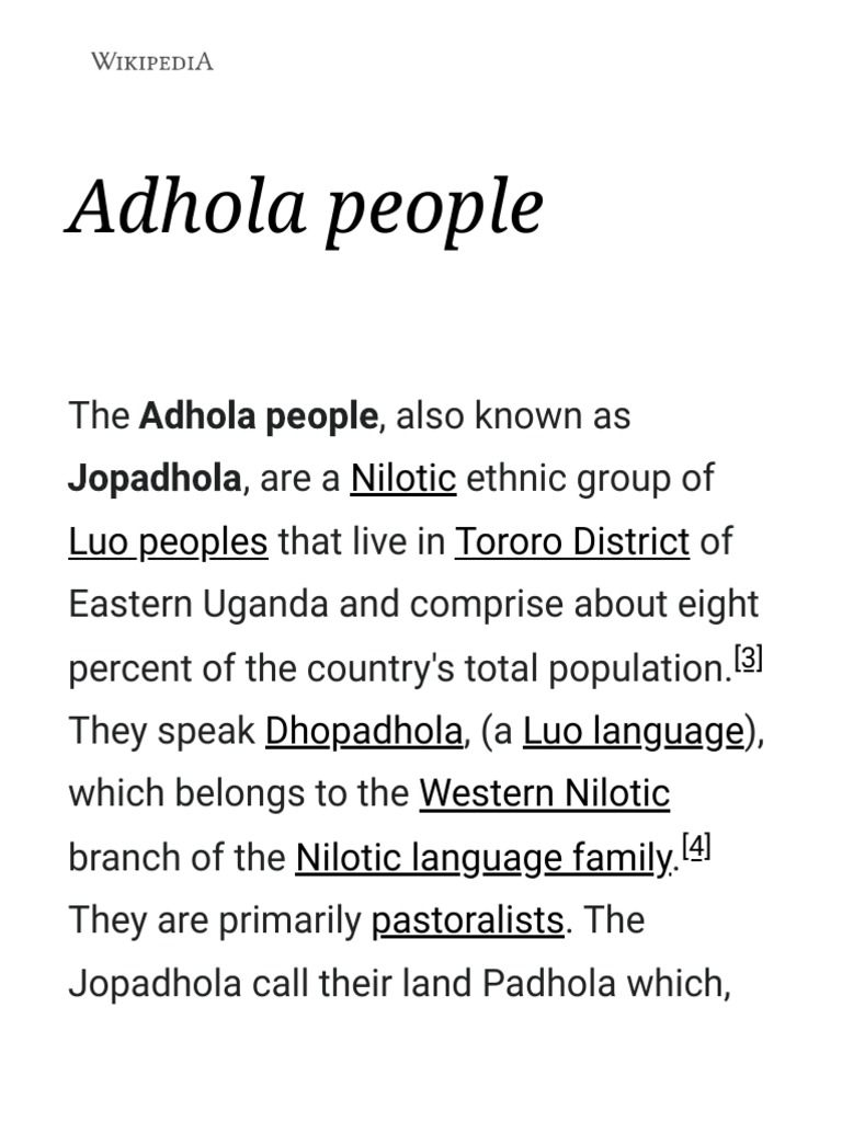 Adhola People - Wikipedia | PDF