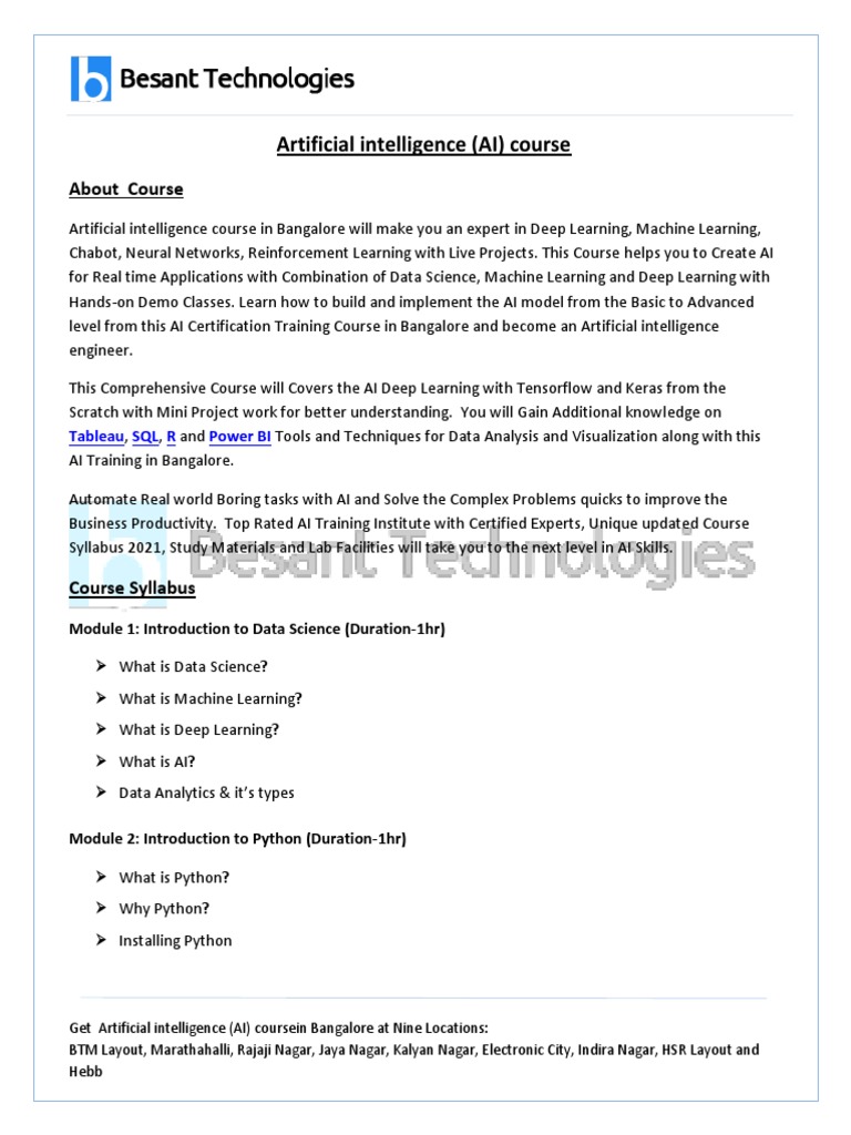 Artificial Intelligence Course | PDF