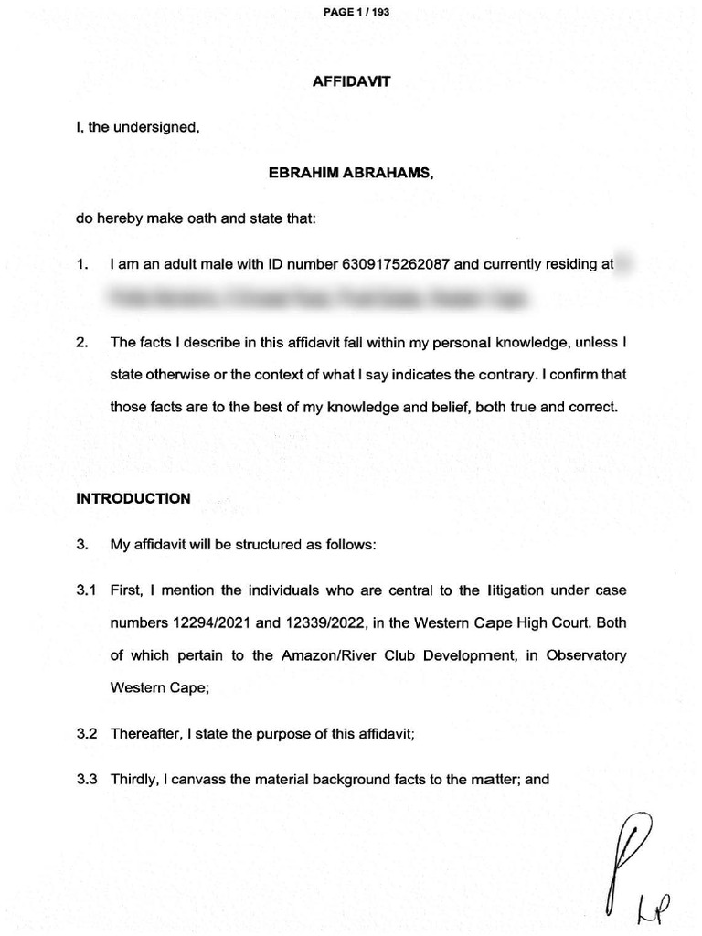 Affidavit - Ebrahim Abrahams | PDF