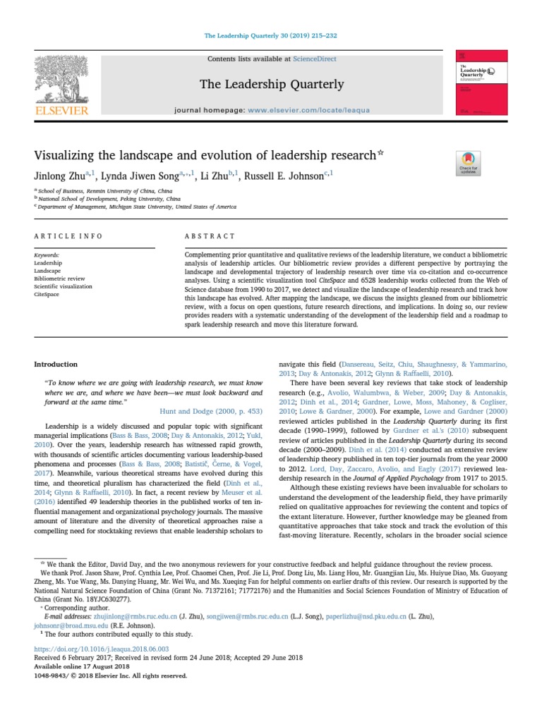 Zhu Et Al 2019. Visualizing The Landscape and Evolution of Leadership ...