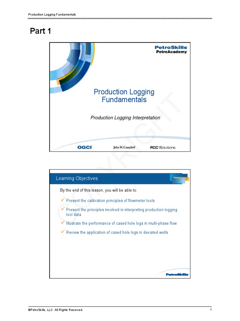 Production Logging Interpretation Logging Interpretation Production ...