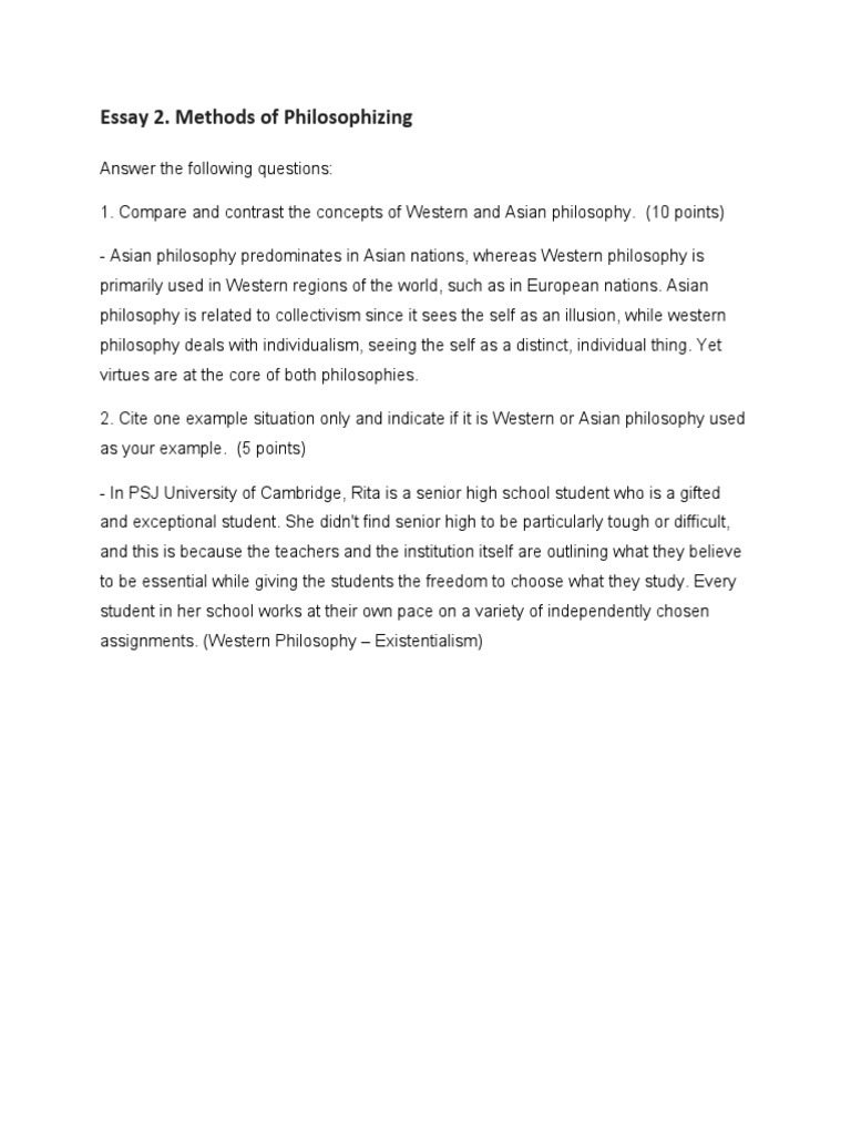 Essay 2. Methods of Philosophizing | PDF | Social Science | Philosophy