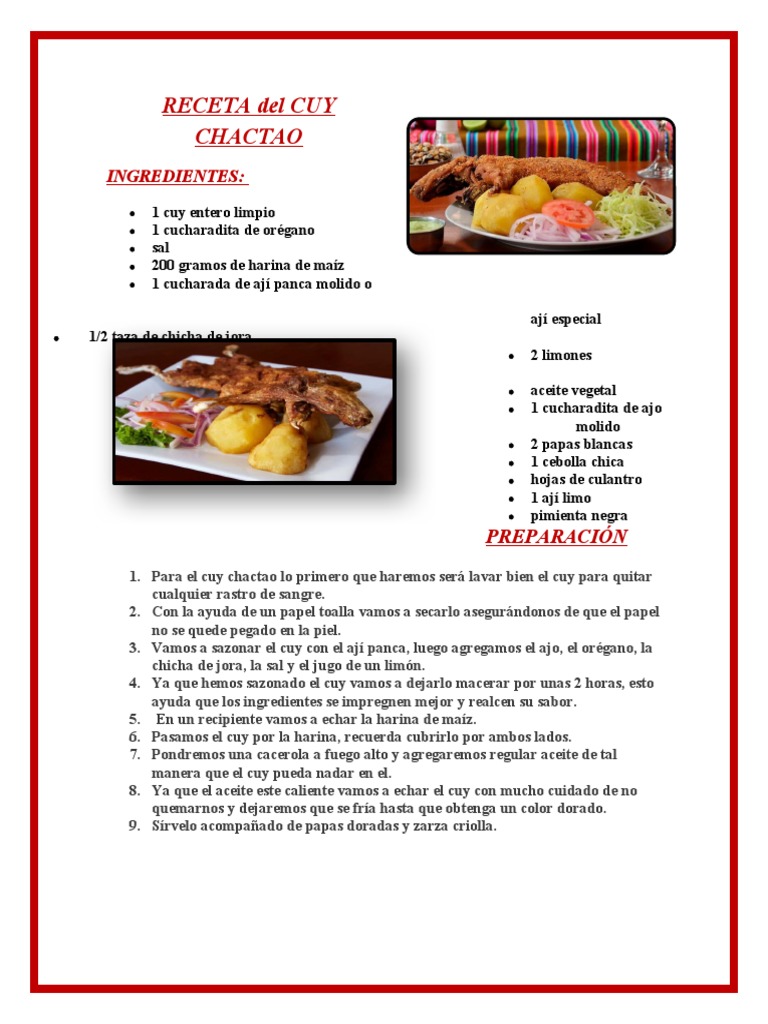 RECETA Del CUY CHACTAO | PDF