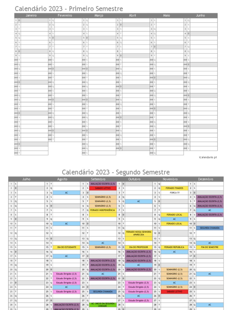 Calendário Acadêmico 2023 Completo | PDF