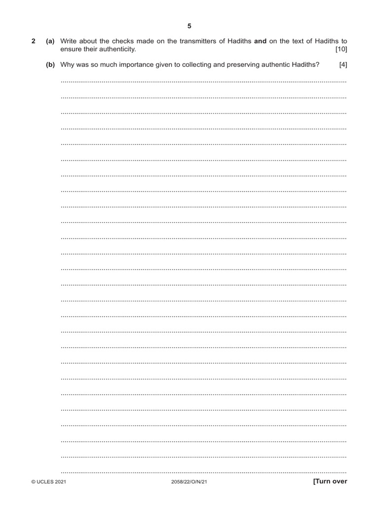 O Level Islamiyat 2058 - 22 Paper 2 Oct - Nov 2021 | PDF