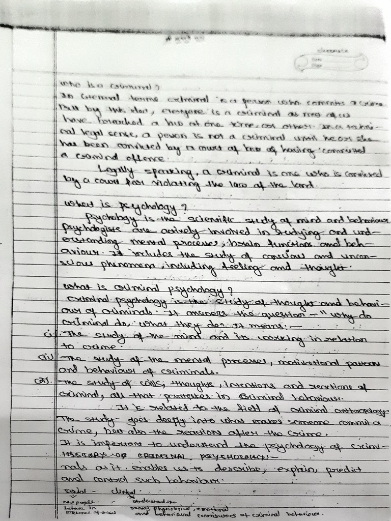 Criminal Psychology Notes | PDF