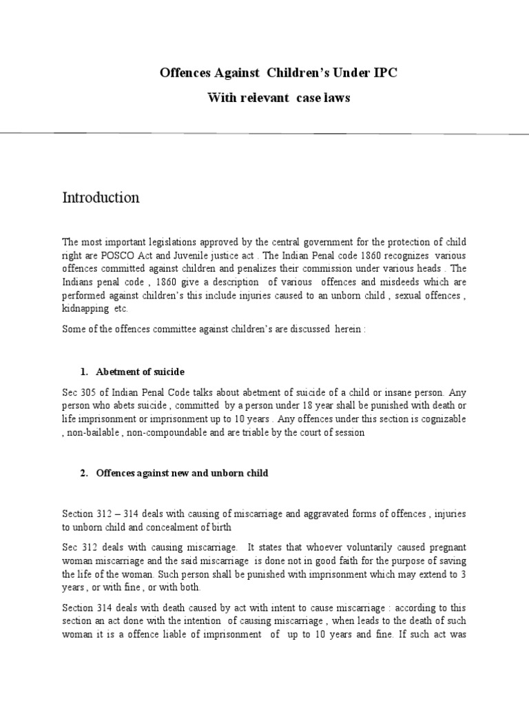 IPC Offences Against Children Explained | PDF | Politics | Social Science