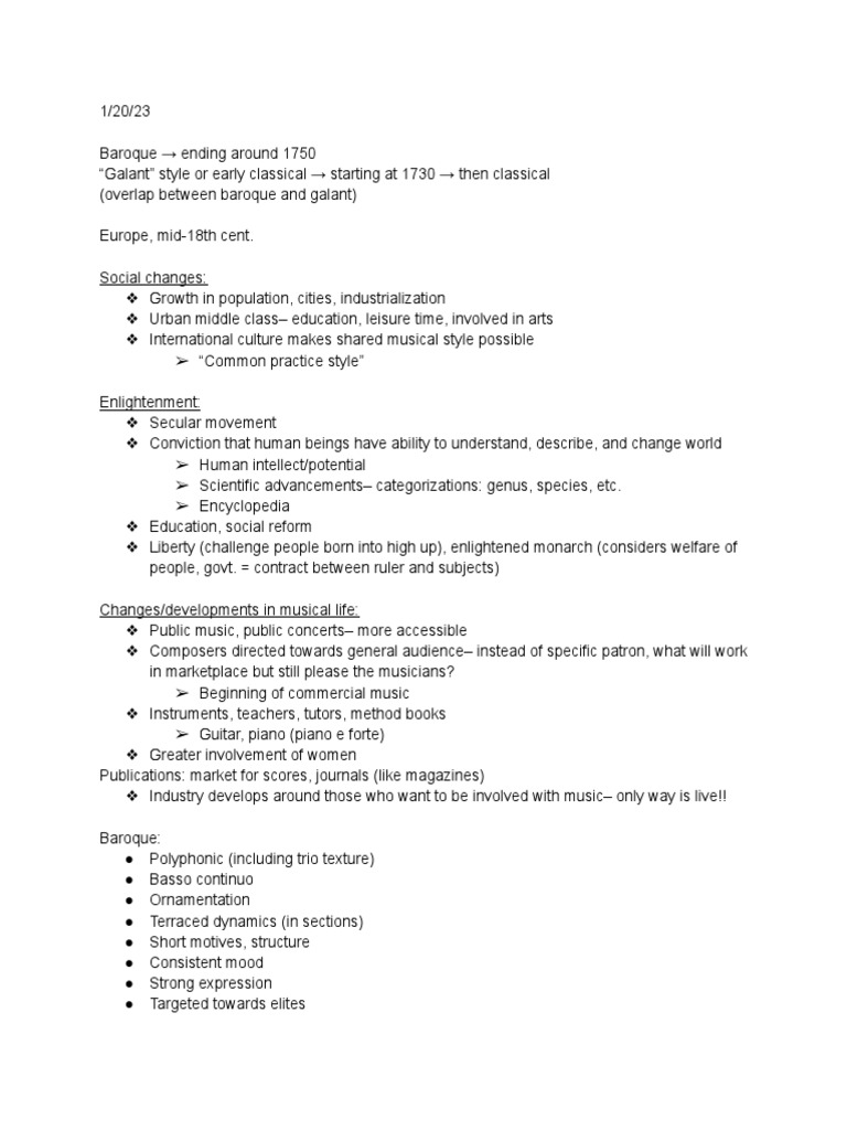 Western Art Music History II Notes | PDF