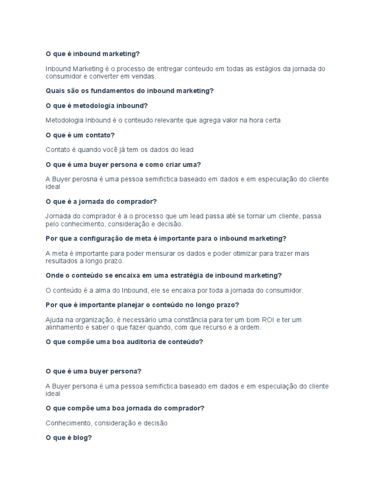 Caderno de Exercicios - Inbound MKT | PDF | Carreira e Crescimento Caderno de Exercicios - Inbound MKT | PDF | Carreira e Crescimento
