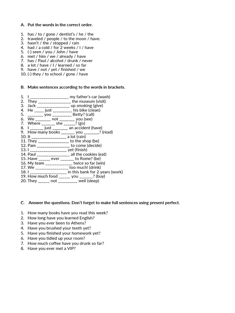 Present Perfect #2 | PDF