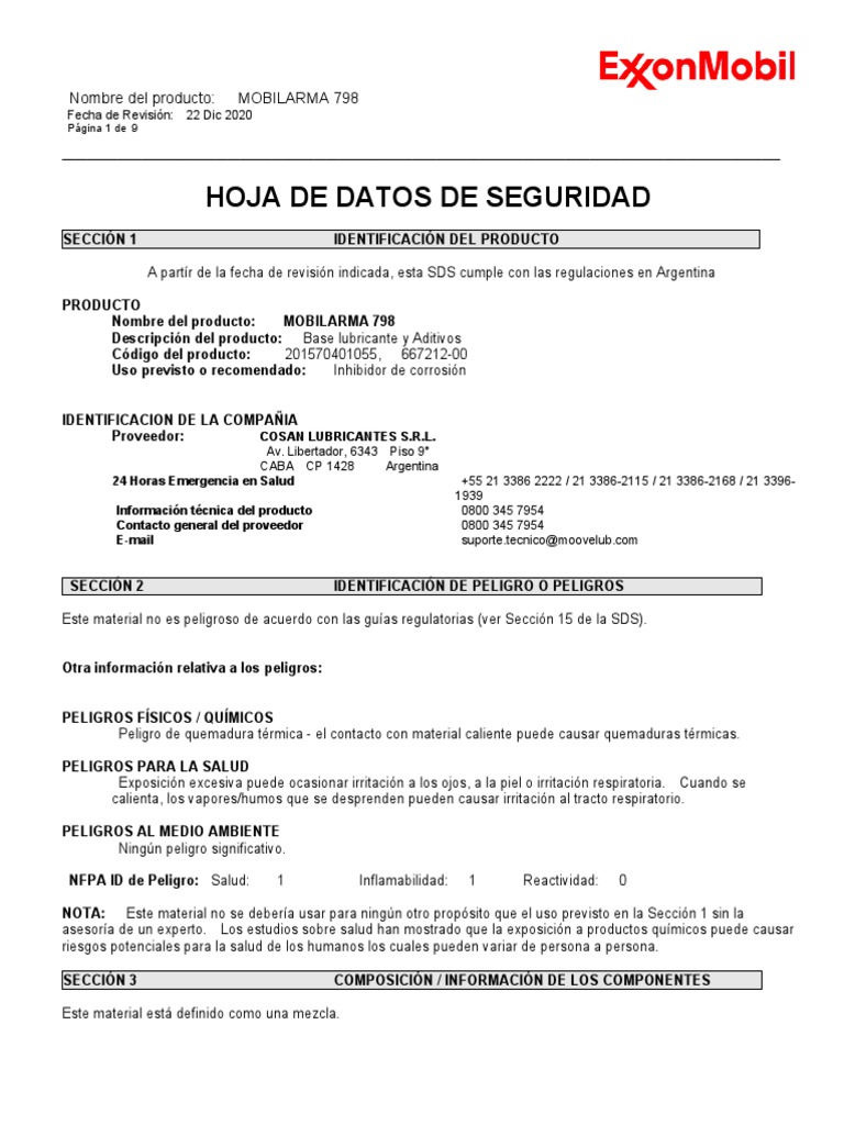 Hoja de Seguridad de MOBILARMA 798 | PDF | Ventilación (Arquitectura ...