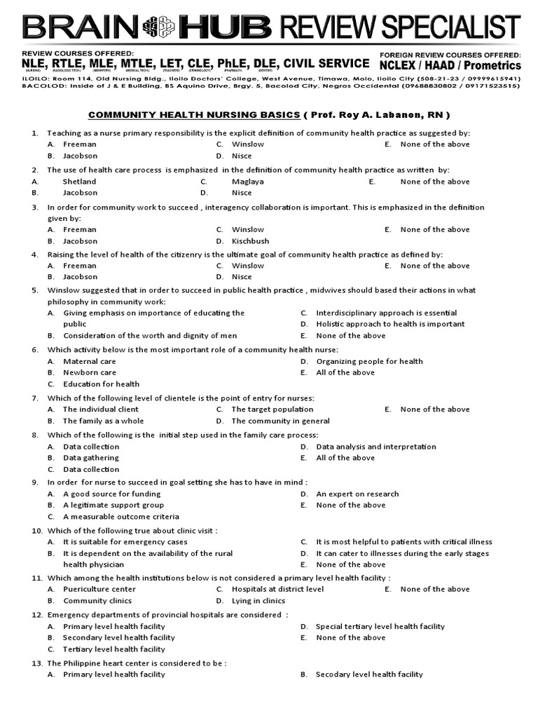 CHN Basics Final Coaching | PDF
