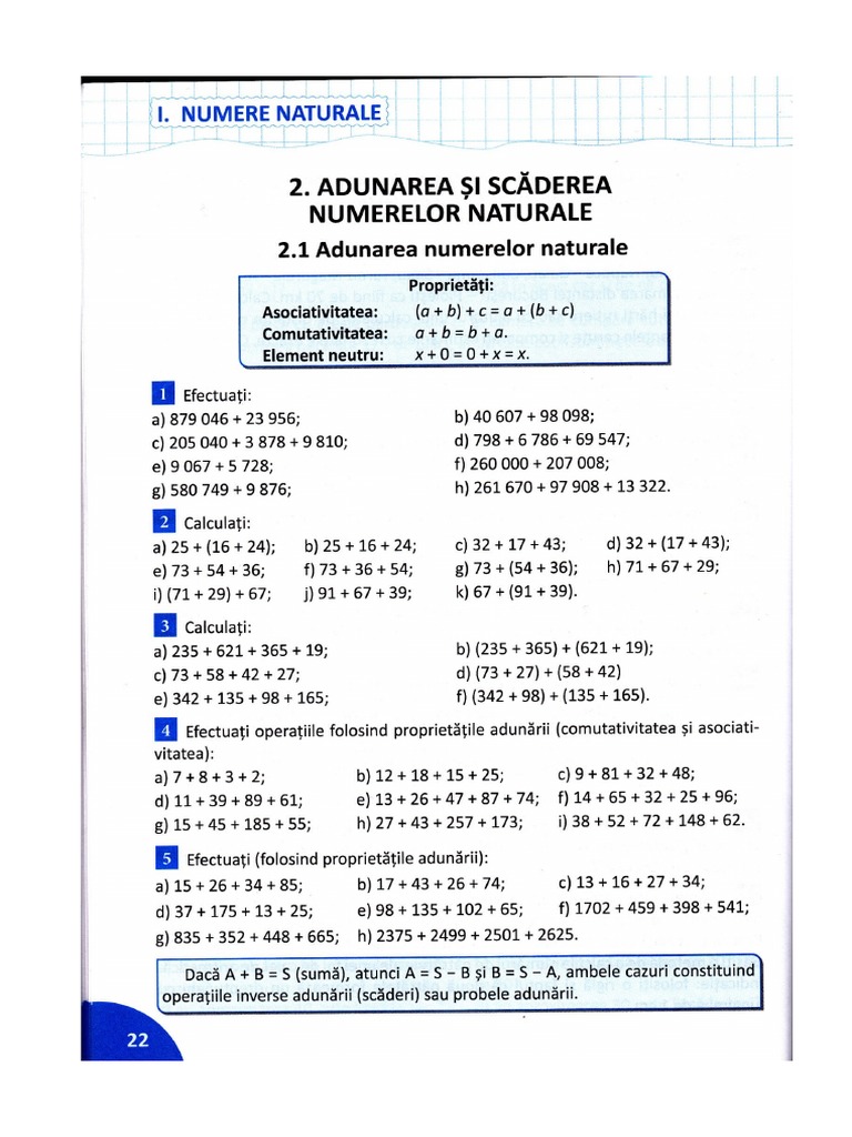 Adunarea Si Scaderea Numerelor Naturale | PDF