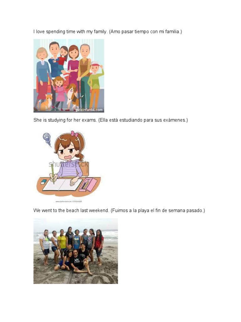 10 Oraciones en Inglés con Dibujos | PDF