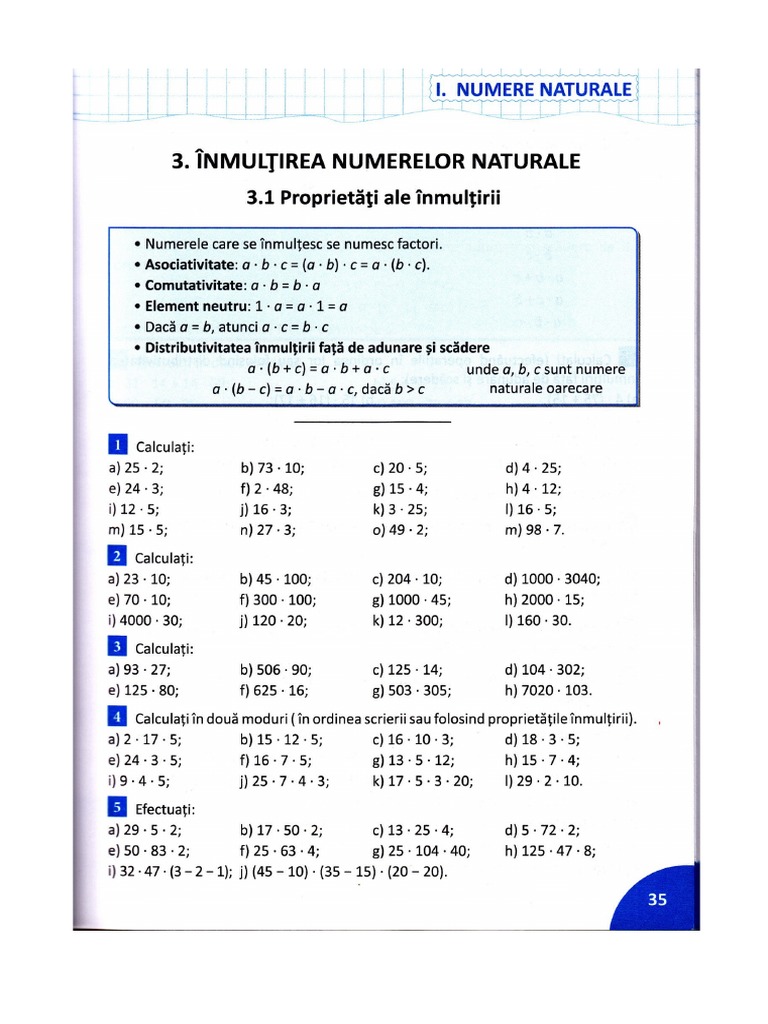 Inmultirea Numerelor Naturale | PDF