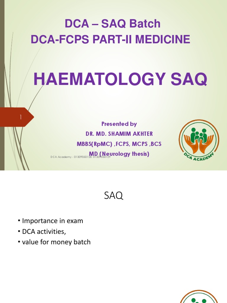 1st Class Haematology SAQ | PDF