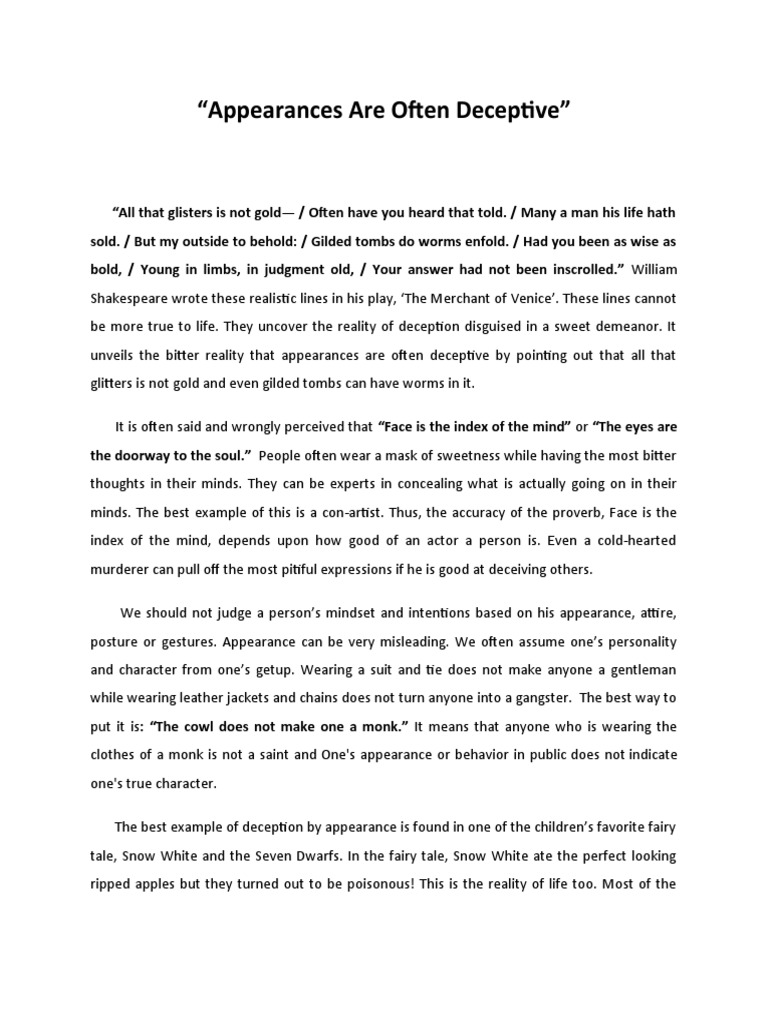 Appearances Are Often Deceptive | PDF