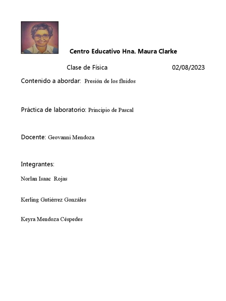 Practica de Laboratorio - PRINCIPIO de PASCAL | PDF | Métodos y ...