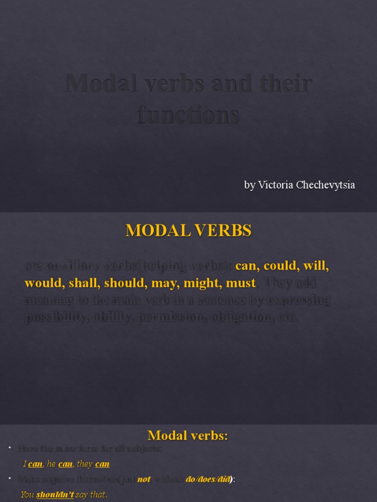 Functions of Modal Verbs Explained | PDF