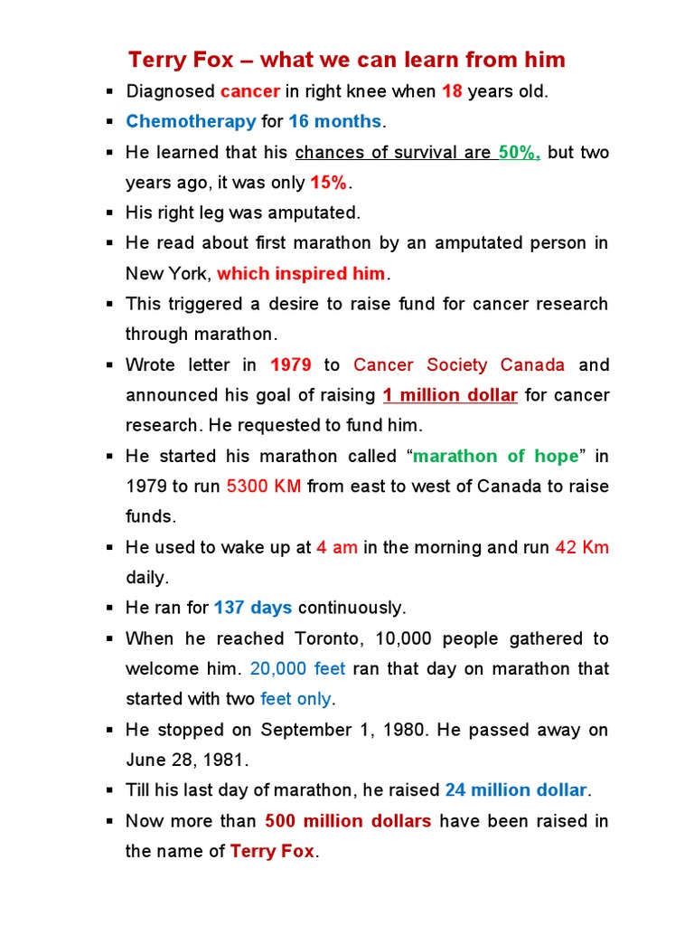 Terry Fox: Inspiring Marathon of Hope | PDF