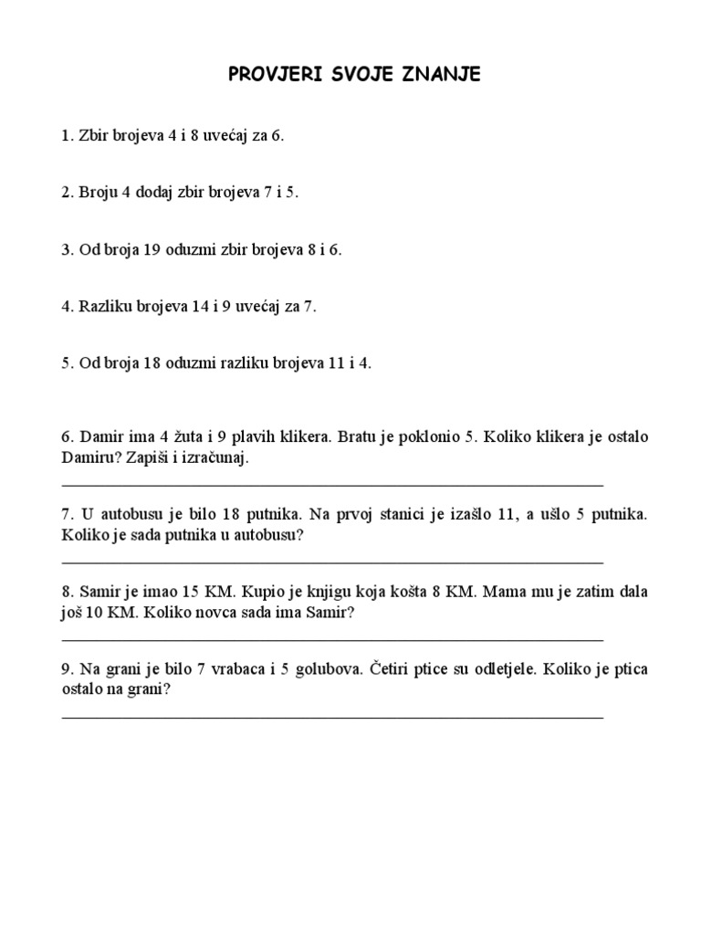 Do 20 Tekstualni Zadaci | PDF