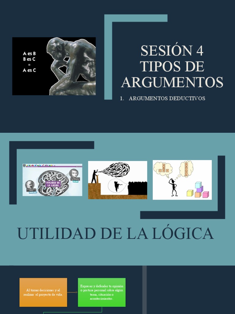 Sesión 4. Tipos de Argumentos. 1. Argumentos Deductivos | PDF | Razonamiento deductivo | Argumento