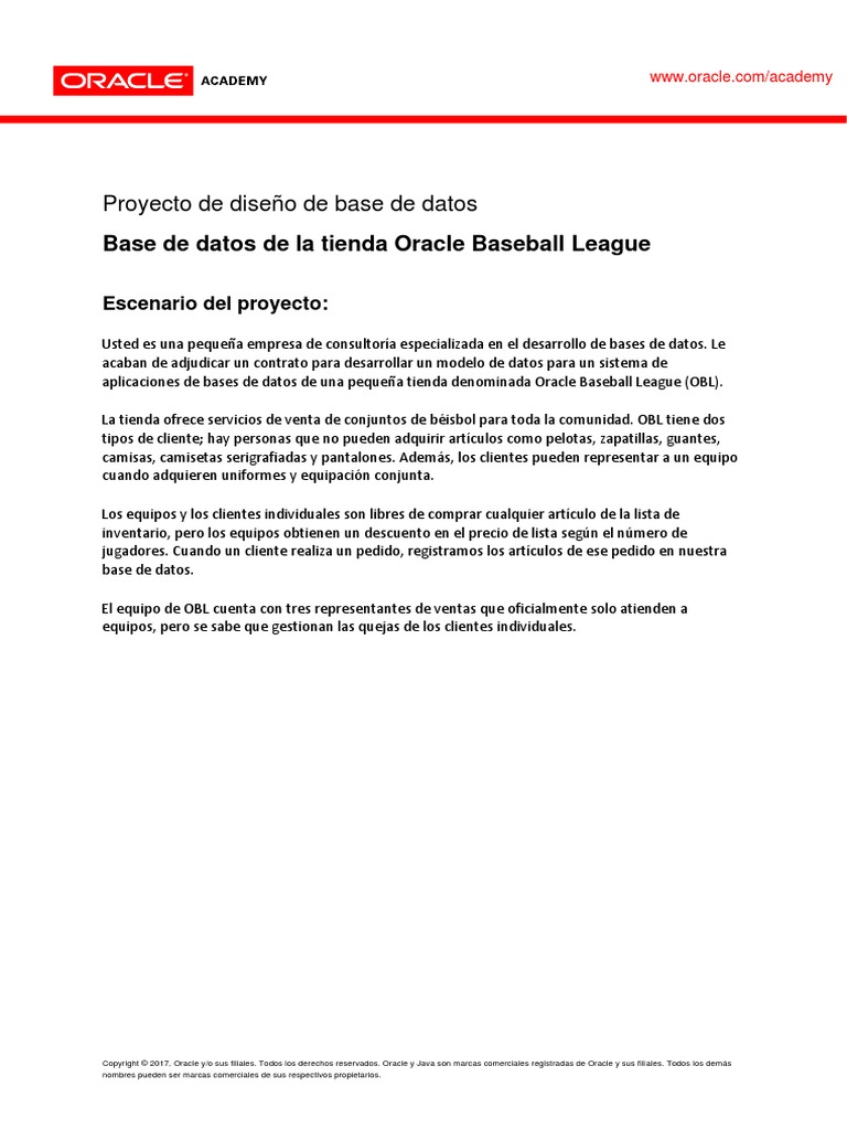 TE - 01 - U1 - Base de Datos de La Tienda (OBL) | PDF | Bases de datos | Oracle Corporation