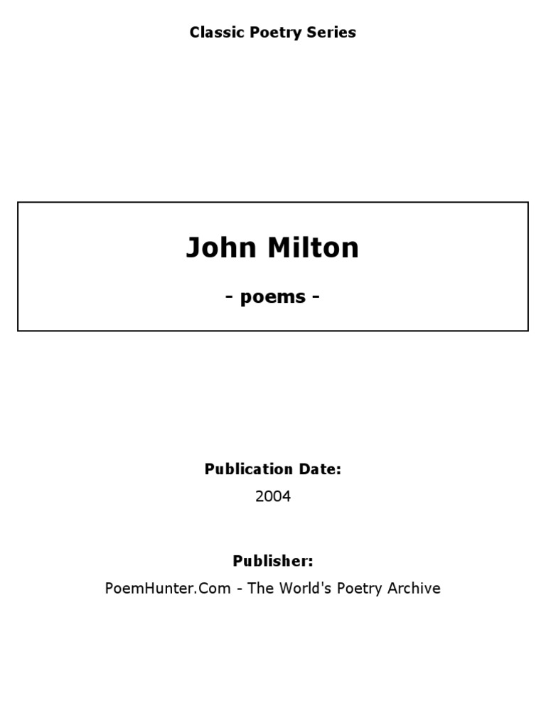 John Milton Poems | PDF