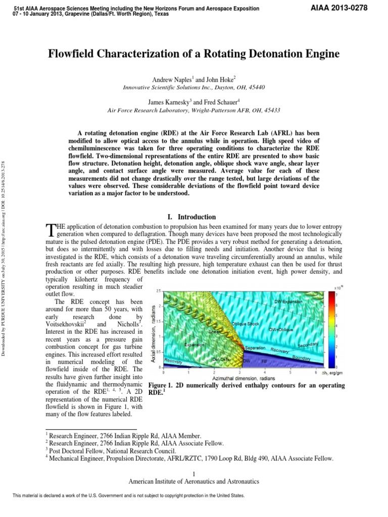 Flowfield Characterization of A Rotating Detonation Engine | PDF