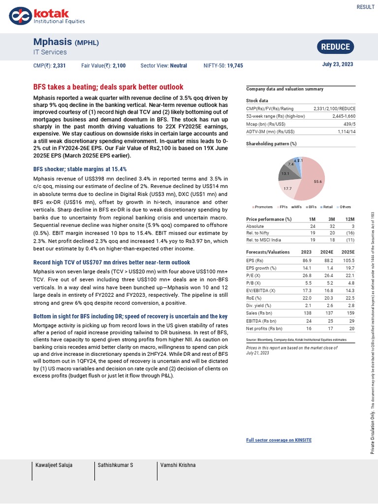 Mphasis | PDF | Revenue | Valuation (Finance)