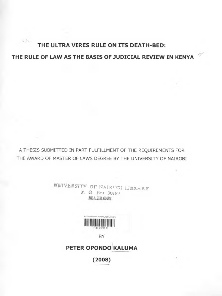 Kaluma, Peter O - The Ultra Vires Rule On Its Death-Bed The Rule of Law ...