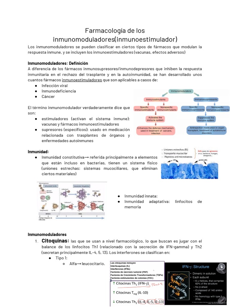 Inmunomoduladores | PDF | Interferón | Sistema inmune