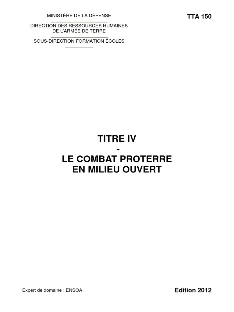 Tta 150 Titre IV Le Combat Proterre en Milieu Ouvert | Descargar gratis PDF | Militaire
