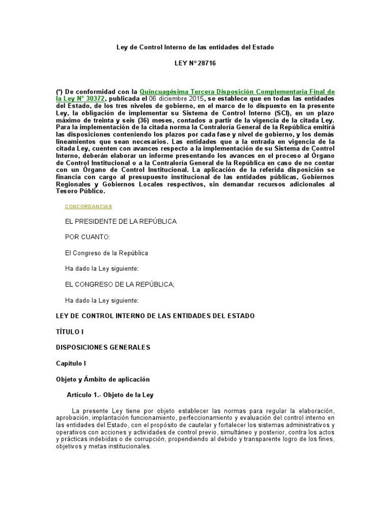Ley 28716 | PDF | Gobierno
