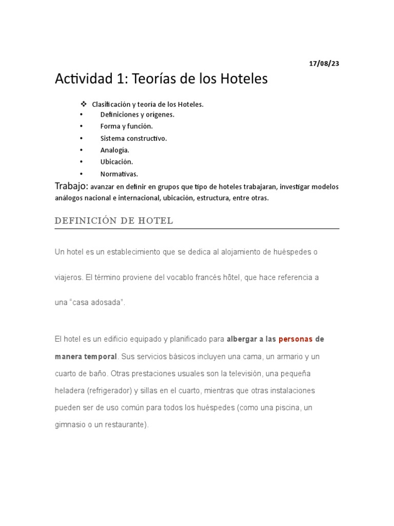 Tipos y clasificación de hoteles | PDF | Hotel | Recurso