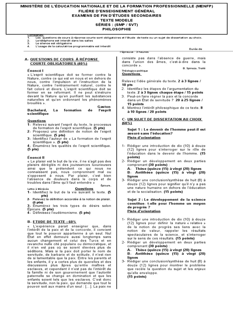 Examen de philosophie NS4 2023 | PDF