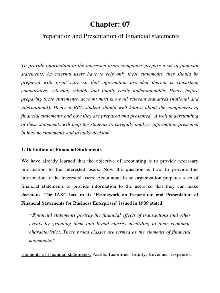 Financial Statement | PDF