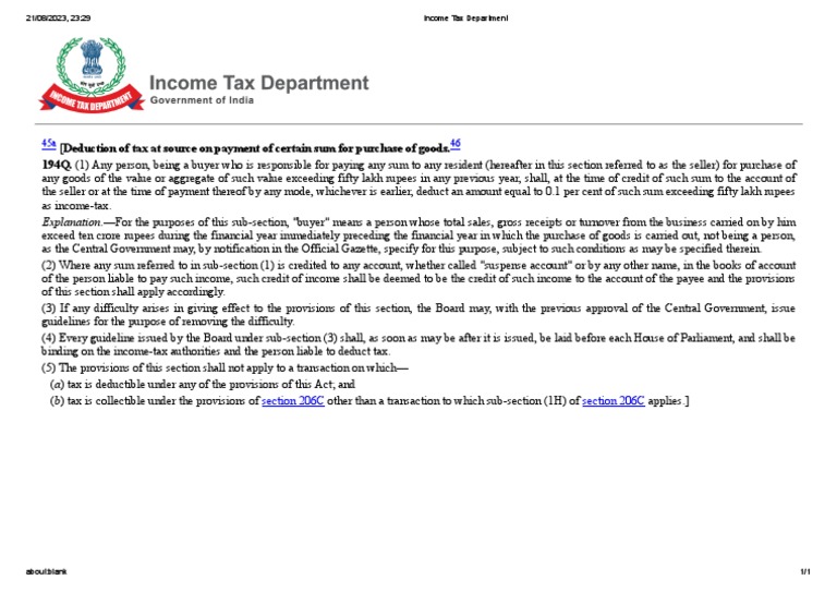 Section 194Q - TDS On Certain Purchases | PDF Section 194Q - TDS On Certain Purchases | PDF