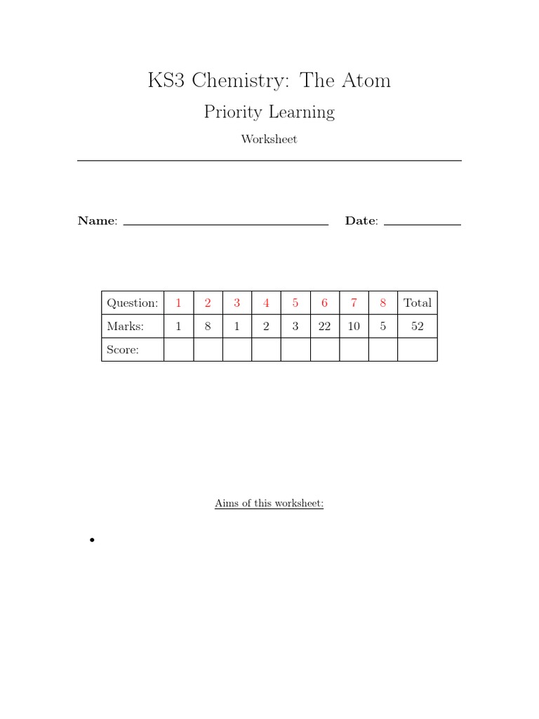 KS3 Chemistry The Atom | PDF