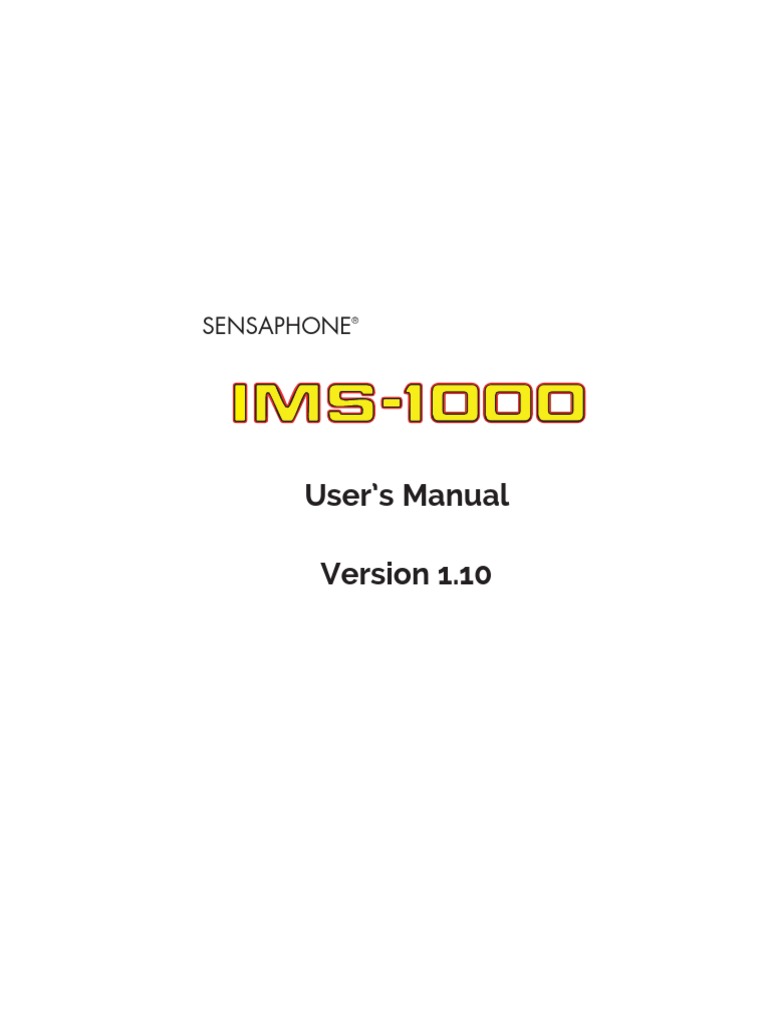 IMS-1000 Manual v1.10 | PDF | Technology & Engineering