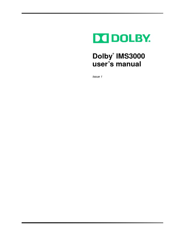 Dolby IMS3000 User Manual Issue 1 | PDF